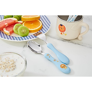 ANNOVA Kids Silverware 6 Pieces Set Children's Flatware - Stainless Steel Cutlery - 3 x Safe Forks, 3 x Dinner Spoons - Safe Toddler Utensils Without Knives for Lunch Box BPA Free (Blue)