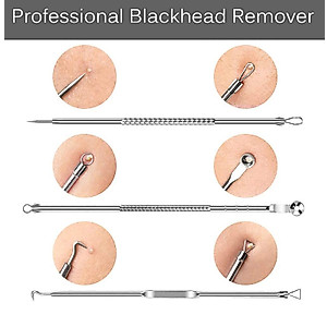 Blackhead Remover Pimple Comedone Extractor Tool Acne Kit - Treatment for Blemish, Whitehead Popping, Zit Removing for Risk Free Nose Face Skin (Sliver)