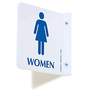 SmartSign Women's Restroom Projecting Sign | Double Sided 6" x 6" Acrylic Bathroom Corridor Hallway Signs