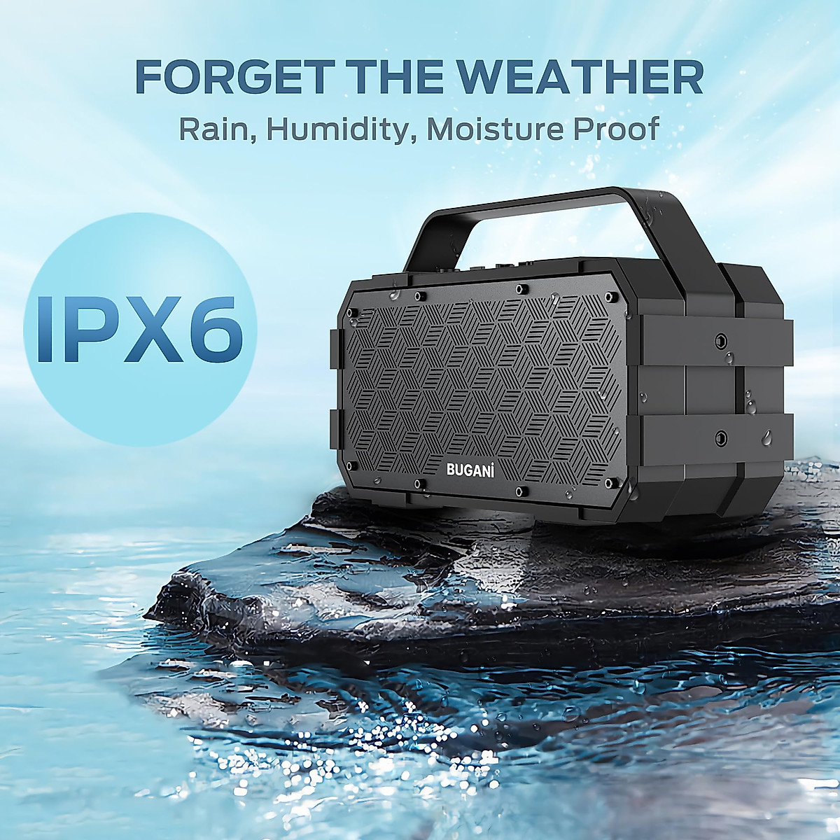 BUGANI Bluetooth Speakers, 40W Loud Portable Wireless Bluetooth Speaker, 24H Playtime Outdoor Speaker, Stereo Sound Rich Bass, TWS Pairing, Built-in Mic Supports TF Card, AUX for Party Outdoor Camping