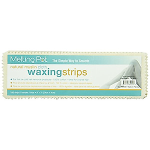 Melting Pot Natural Muslin Cloth Waxing Strips, 9 Inch, 100 Count
