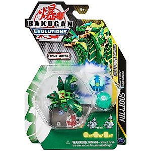 Bakugan Evolutions, Nillious with Nano Sledge and Lancer Platinum Power Up Pack, True Metal Action Figure, 2 Nanogan, 2 Bakucore, 2 Ability Cards, Kids Toys for Boys and Girls, Ages 6 and Up