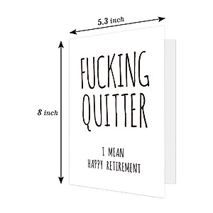 Ogeby Funny Retirement Card for Coworker Colleague Friend, Humor Retiring Card Gift for Him Her, Fucking Quitter I Mean Happy Retirement