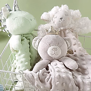 Truwelby Security Blanket Set of 2, 30x40” Infant Plush Blanket &16” Minky Dot Fabric Sweet Loveys for Babies, Baby Blankets with Stuffed Animals, Baby Snuggle Blankie Baby Gifts for Boys and Girls