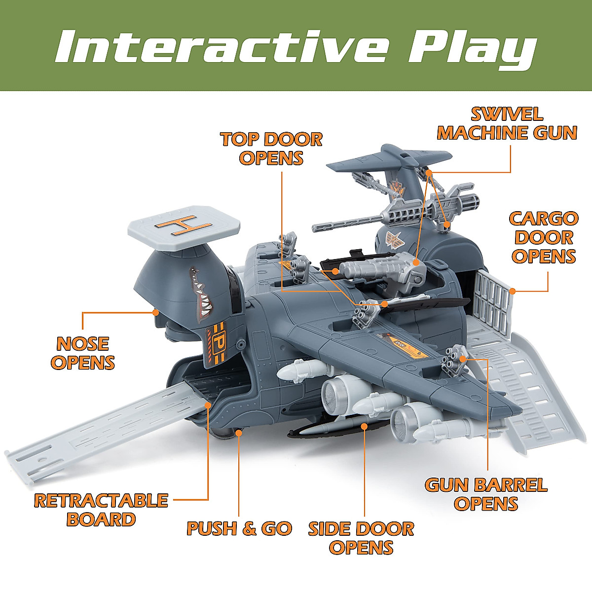 XDUOYJOY Military Airplane Toy, Army Toys Fighter Jet with 8 Vehicles, Army Men Trucks Airplanes Helicopter Car Kits Birthday Gift for Boys Age 4-7