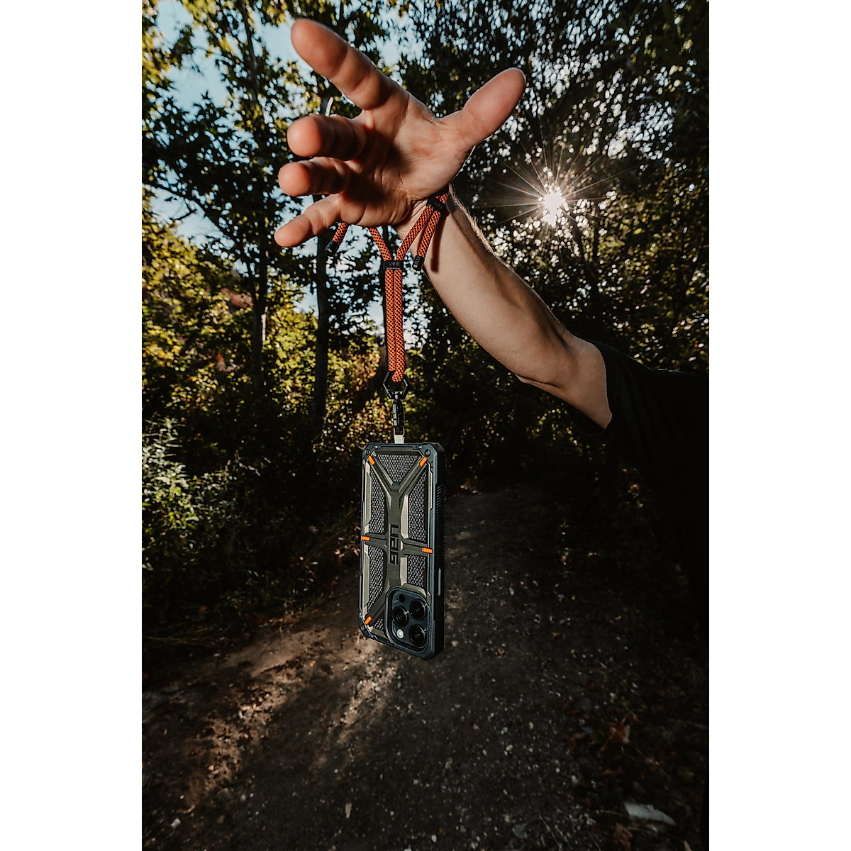 URBAN ARMOR GEAR UAG Phone Lanyard Wrist Strap 7mm Adjustable Paracord Wrist Lanyard for iPhone Cases Civilian Rust/Black