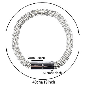 Groleca 2 Pack Strong Magnetic Curtain Tiebacks Curtain Holdbacks Curtain Ties Curtain Tie Backs with Thicker Twist Rope & Upgrade Strong Magnetic Tiebacks for Curtains (Creamy-white, 2)