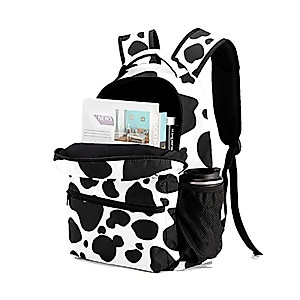 ArtGift Personalized Black White Cow Print Backpack Causual Shoulder Bags for Women Men Gift, 12.2(L) x 5.9(W) x 16.5(H) Inch