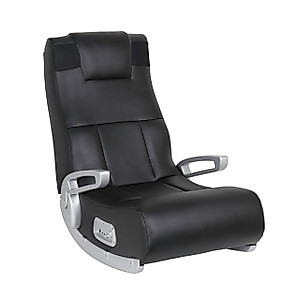 X Rocker SE II Leather Lounging Video Gaming Floor Chair, with Wireless Audio Transmission, 2 Speakers, Subwoofer, Armrest, Foldable, 5143601, 22.64" x 33" x 35", Amazon Exclusive, Black