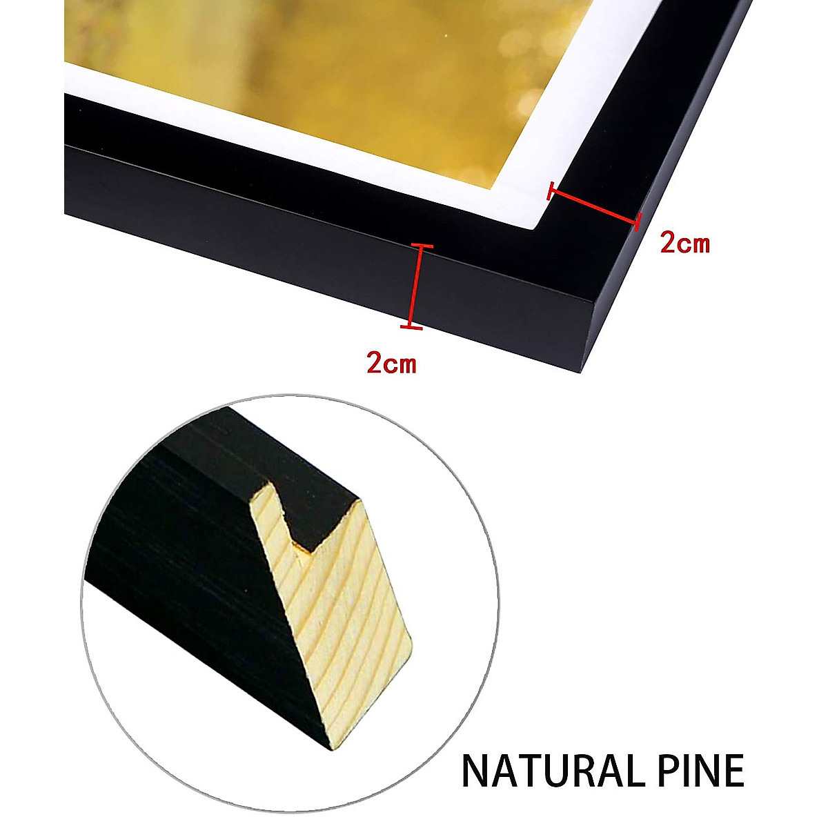 IOOSTAR 12x16 Diamond Painting Picture Frame Display Pictures 10 x 14 inch/25x35 cm with Mat or 12 x 16 inch/30x40 cm Without Mat Photo Frames Diamond Art Frame Natural Solid Wood Black (YNCK002)