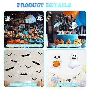 Fiesec Halloween Baby Shower Decorations for Boys Blue Orange Black, A Little Boo Is Almost Due Baby Shower Boy with Balloon Garland Arch Kit Banner Cake Cupcake Topper Ghost Bat Cutout