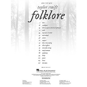 Taylor Swift - Folklore: Piano/Vocal/Guitar Songbook