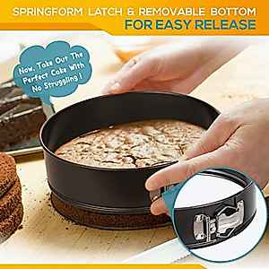 HIWARE Springform Pan Set of 3 Non-stick Cheesecake Pan, Leakproof Round Cake Pan Set Includes 3 Pieces 6" 8" 10" Springform Pans with 150 Pcs Parchment Paper Liners