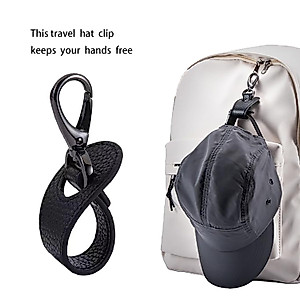 YEZILUU 2 Pack Hat Clip, Hat Clip for Travel, Woven Travel hat Clip Bags for Backpacking Luggage, Protect hat from Drops (Black hat Clip)