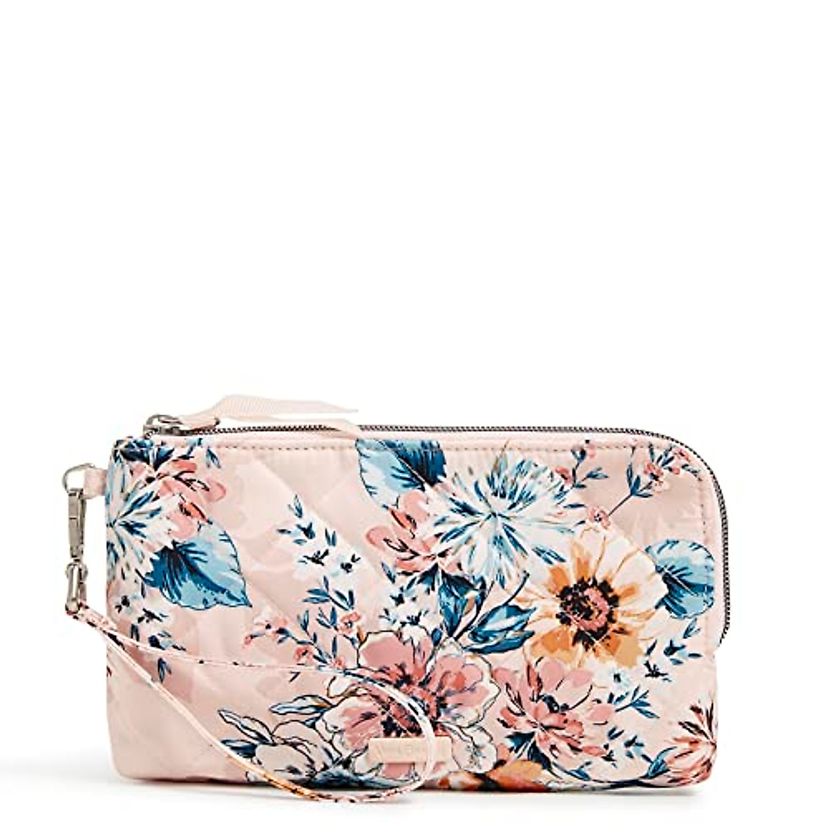 Vera Bradley Women's Performance Twill Wristlet With RFID Protection, Peach Blossom Bouquet, One Size