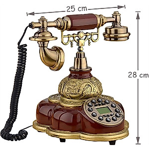 LIPPSY Retro Landline Telephone with Wood and Metal Body, Phones Creative European-Style Old Fixed Telephone for Home Hotel,Support SIM Card