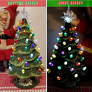 KonohaELF Ceramic Christmas Tree Replacement Lights/Bulbs, Ceramic Tree Medium Multicolor Twist Light Ornaments(117 Bulbs+5 Topper Star)