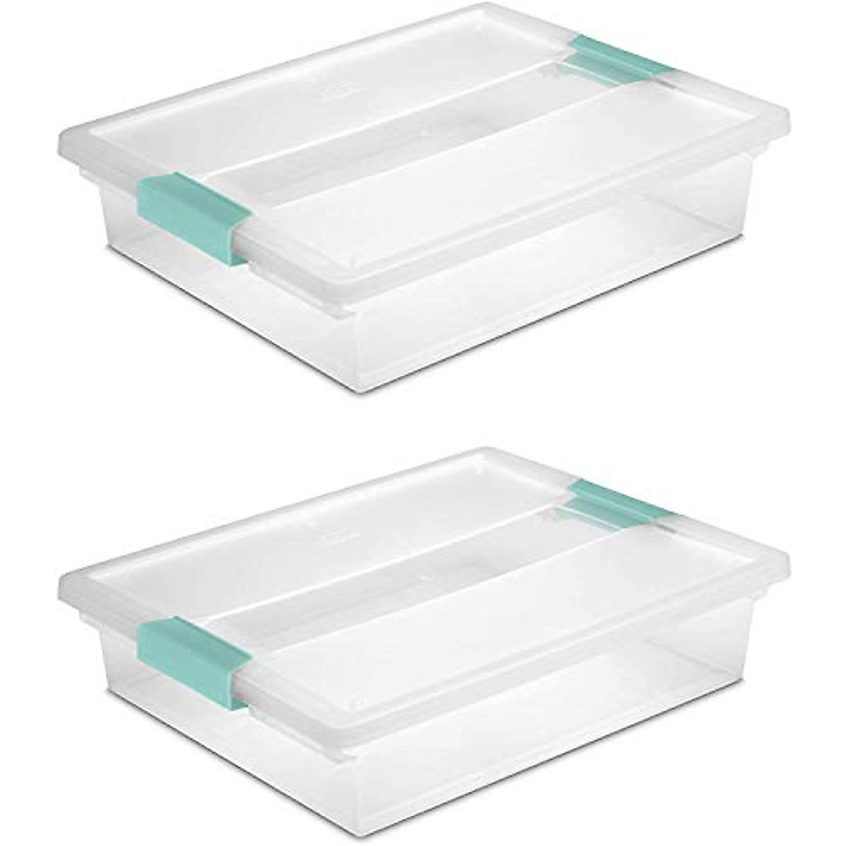 STERILITE 19638606 Large Clip Box, Clear with Blue Aquarium Latches 2 pieces (Large)