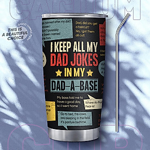 AGOT Dad Gifts for Dad from Children - Christmas Day Birthday Gifts for Dad from Daughter Son, Funny Dad Jokes 20oz Tumbler Gift for Men Who Have Everything Bonus Dad