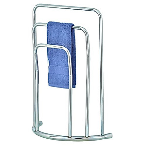 Freestanding Towel Rack, 3 Tier Metal Towel Bar Stand, Silver-Tone Chrome Plated by Madison Home Products (MH10082)