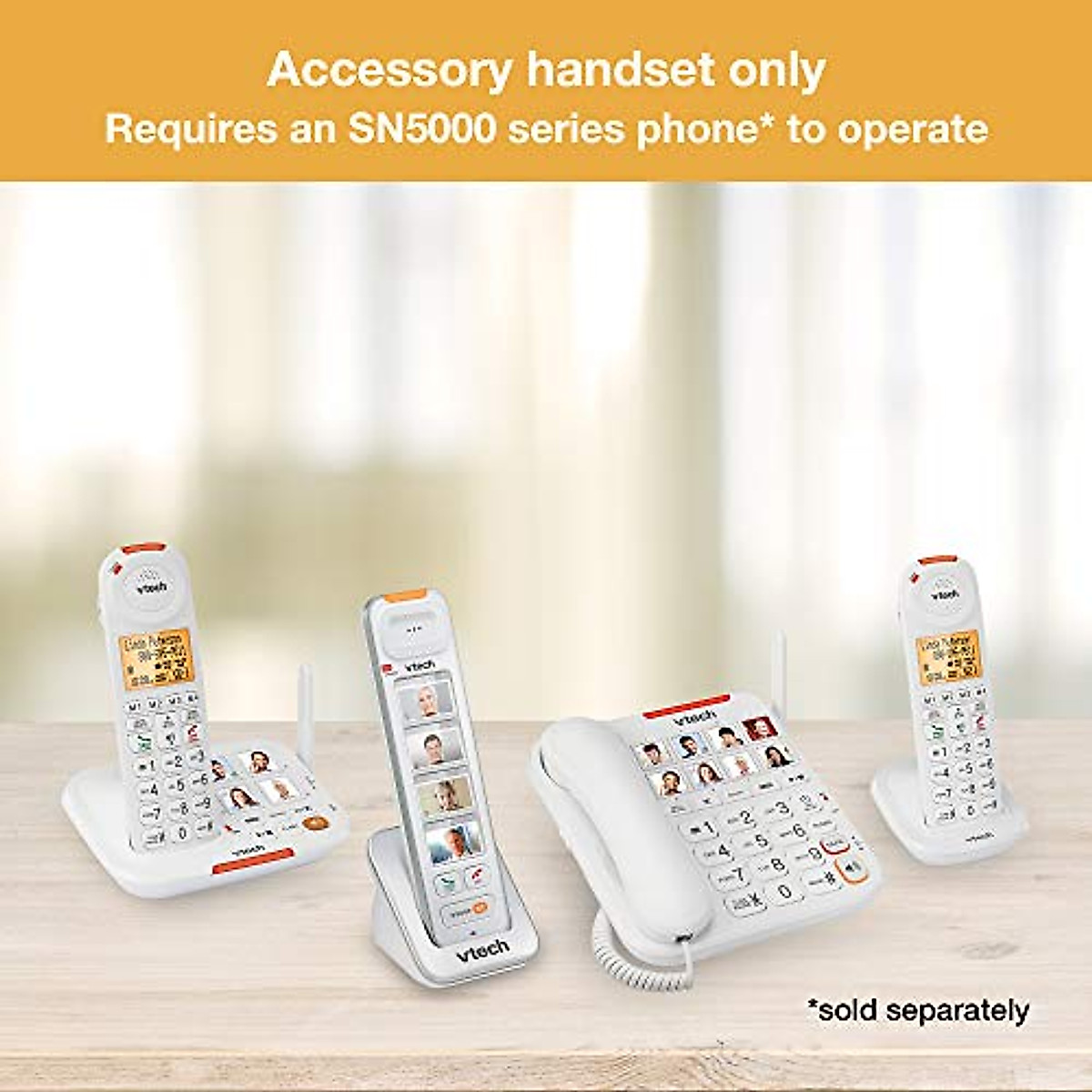 VTech SN5307 Amplified Photo DIAL Accessory Handset with Big Buttons & Large Display For SN5127 & SN5147 Senior Phone Systems, Photo Dial Handset, Cordless Phone System