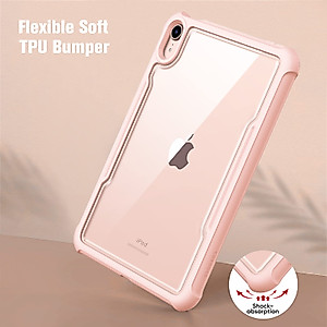 Fintie Hybrid Back Case for iPad Mini 7 (A17 Pro) 2024 / iPad Mini 6 2021 - Clear Hard Back Cover with Shockproof Soft TPU Bumper, Slim Back Shell for iPad Mini 7th/6th Generation 8.3 Inch, Rose Gold