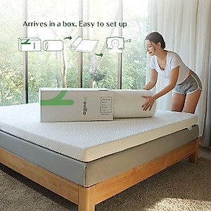 Novilla 4 Inch Breathable Cooling Memory Foam Mattress Topper Full, White, Gel & Bamboo Charcoal Infused for Motion Isolation & Pressure Relieving