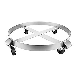 PENTAGON Tools 55-Gallon Drum and Garbage Can Dolly – Heavy-Duty Metal Dolly with Cross Braces and Caster Wheels – 1,000-Pound Capacity (Silver)