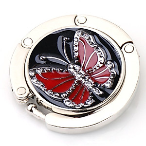 FOME Handbag Hanger, Set of 4 Foldable Purse Hook Purse Table Hook Holder Bag Hanger Hook Mixed Color,Butterfly Shape,1.77x3.54in