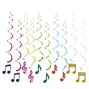 BLUE PANDA 30 Pack Hanging Music Note Swirl Decorations for Kids Birthday, Classroom Party, 5 Colors (36.5 in)