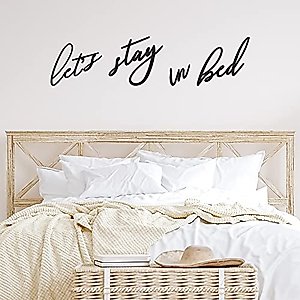 4 Pieces Let's Stay in Bed Wall Decor Rustic Bedroom Decoration Black 3D Wooden Letters Handmade Wood Summer Decor Love Quote Home Sign for Home Bedroom Apartment Office Hotel Decor