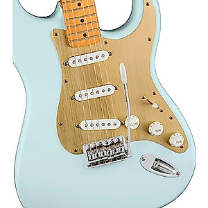 Squier 40th Anniversary Vintage Edition Stratocaster Electric Guitar, with 2-Year Warranty, Satin Sonic Blue, Maple Fingerboard