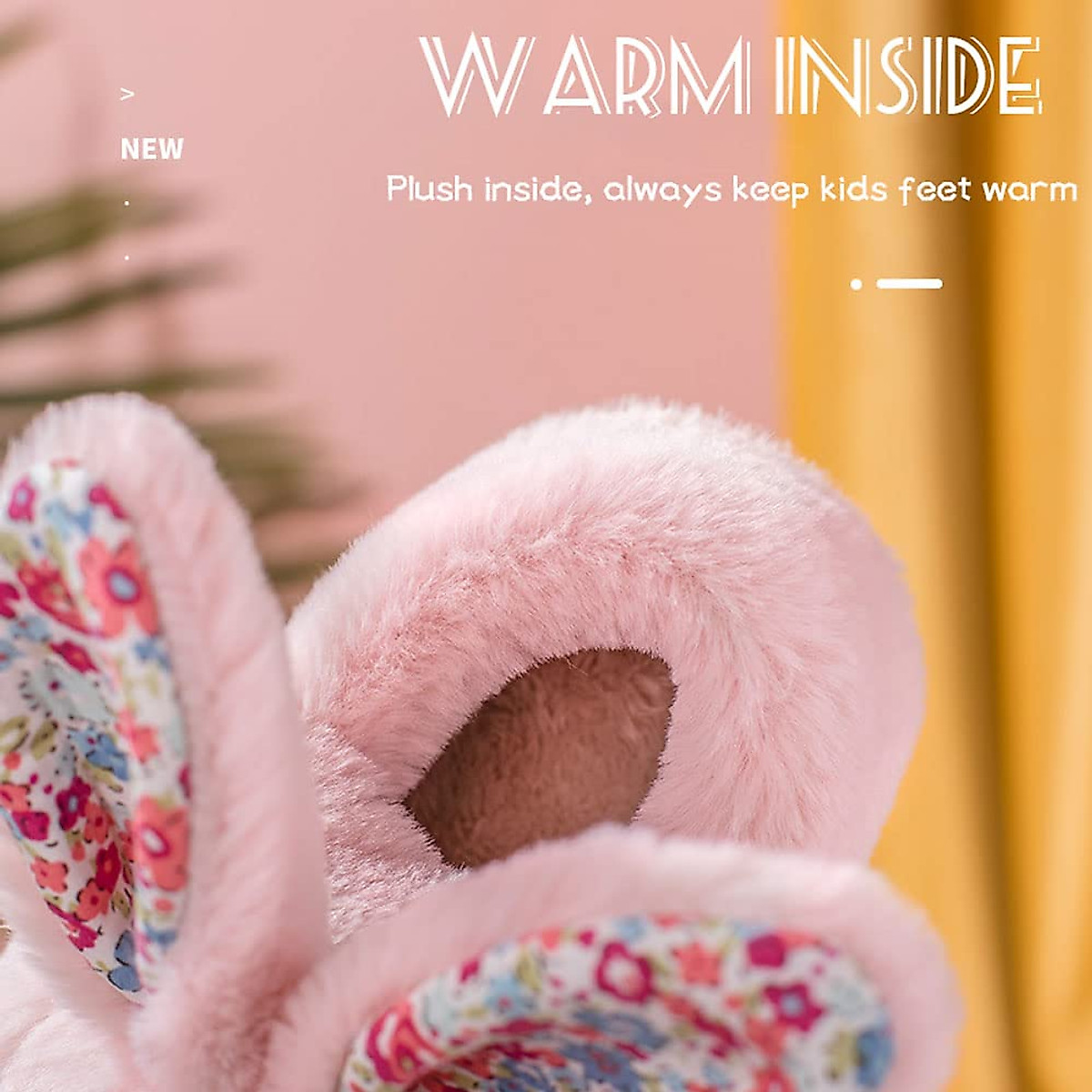 Fadezar Toddler Slippers Girl Boy House Slipper Kids Rabbit Winter Slipper Warm Bunny Slippers Soft Plush Indoor Girls Boys Slipper Cover Heel Pink Pink 9.5-10 toddler CN 170
