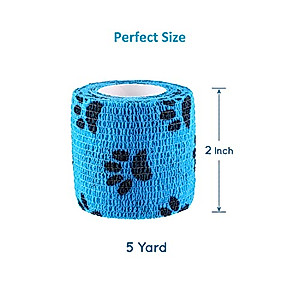 WePet Pet Wrap, Self-Adhesive Non-Woven Tape for Dog Legs, Paws, Wounds, First Aid Cohesive Gauze for Horse, Cat, Bird, Animal, 6 Rolls, 2 Inch