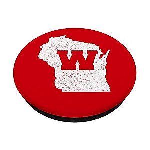 Wisconsin - Vintage Red and White State Map PopSockets PopGrip: Swappable Grip for Phones & Tablets
