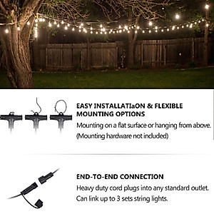 ANBRITE LED Outdoor Garden String Lights Solar Powered, 48FT Hanging 15+1 LED Edison Bulbs E27 Sockets Indoor/Outdoor Festoon Lighting for Party, Wedding Warm White Commercial Grade Connectable