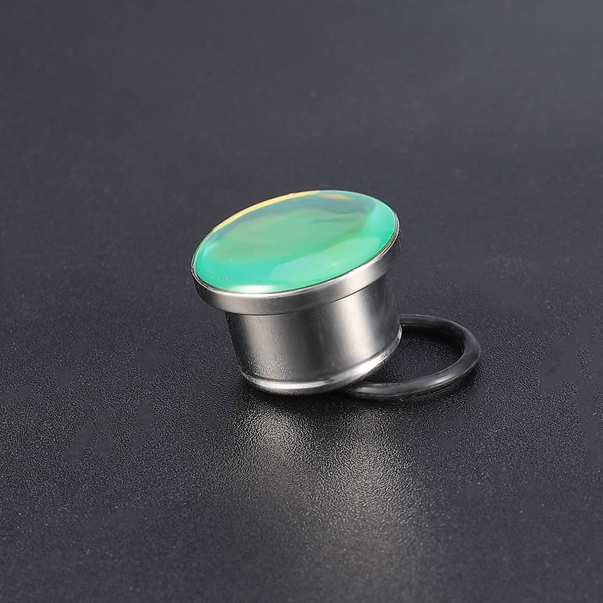 2G-5/8 inch Single Flare Ear Plugs Tunnels 316L Stainless Steel Ear Gauges Illusion Color Expander with O-Ring Body Piercing