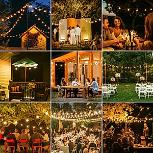 ZJOJO Solar Outdoor String Lights 35FT G40 Globe Patio Lights Outdoor String Lights Solar Powered with 15 Edison Glass Bulbs 2700K Shatterproof Hanging Lights for Porch Garden Backyard Pergola Bistro