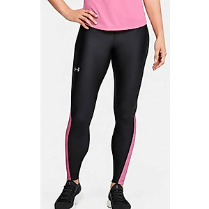 Under Armour UA HeatGear Women's Black Pink Mileage Full Length Compression Legging Active Pant (as1, Alpha, l, Regular, Regular)