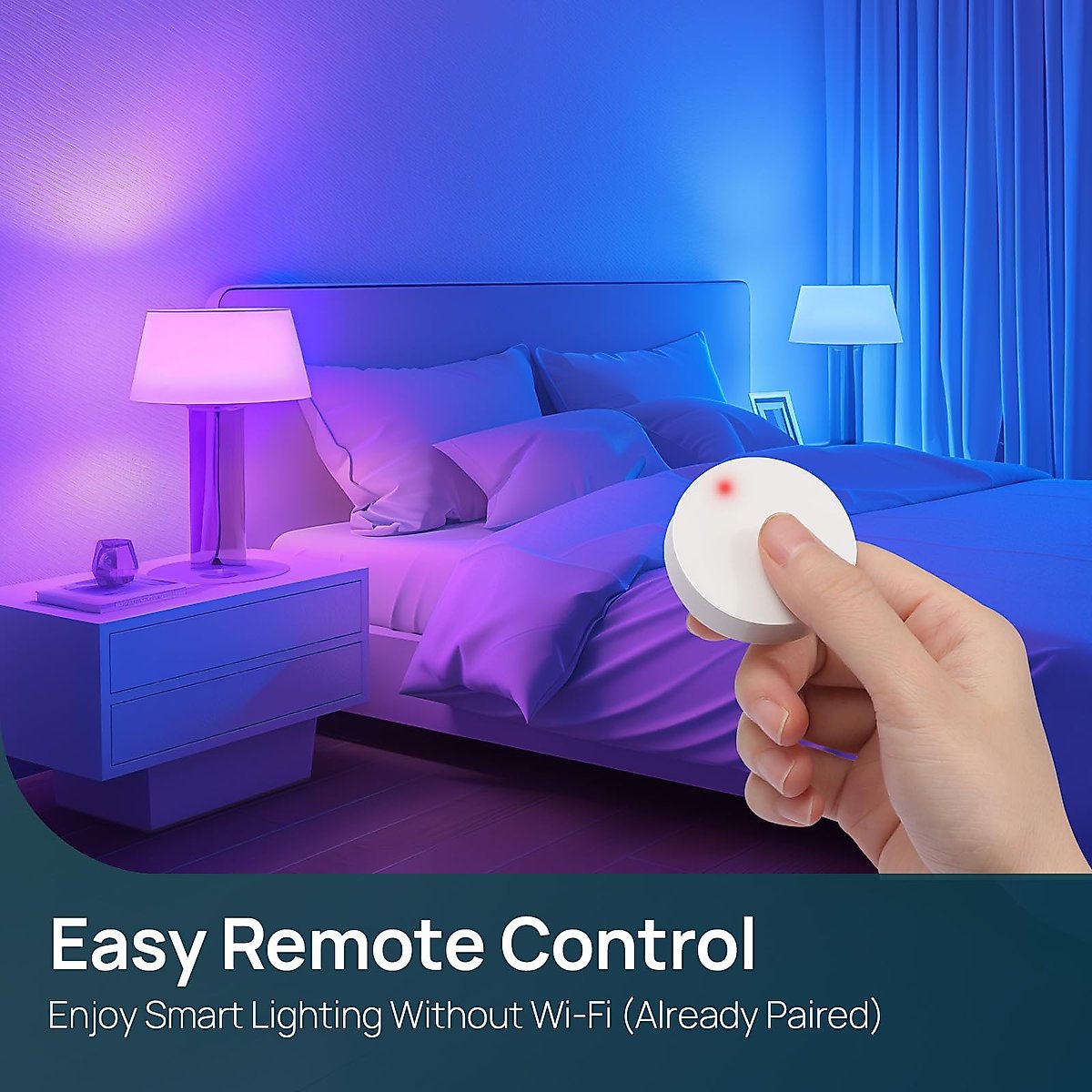 Linkind Smart Light Bulbs with Remote Control, Smart Bulb That Work with Alexa & Google Home, 16 Million Color Changing Light Bulbs 60W, A19 E26 2.4Ghz WiFi Light Dimmable,1800K-6500K,800lm 4 Pack