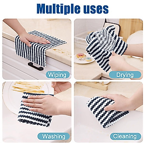 Homaxy 12 Pack Kitchen Dish Cloths, Ultra Soft and Absorbent Dish Towels, Reusable Fast Drying Microfiber Cleaning Cloth, Coral Velvet Wave Design Non-Linting, 10 x 10 inches, Dark Grey