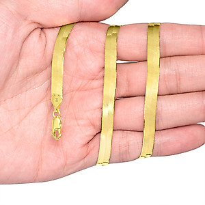 Nuragold 10k Yellow Gold 6mm Solid Herringbone Silky Flat High Polish Chain Necklace, Womens Mens Jewelry 16" 18" 20" 22" 24"