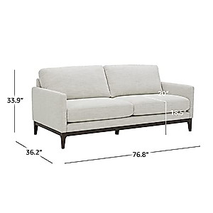 Amazon Brand – Rivet Contemporary Apartment Sofa with Wood Base, 76.8"W, Ivory
