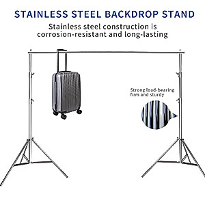 GSKAIWEN 8.5 * 10 FT Stainless Steel Backdrop Stand,Photo Video Adjustable Background Support System Stand Kit with Carry Bag for Parties,Wedding,Photography Studio