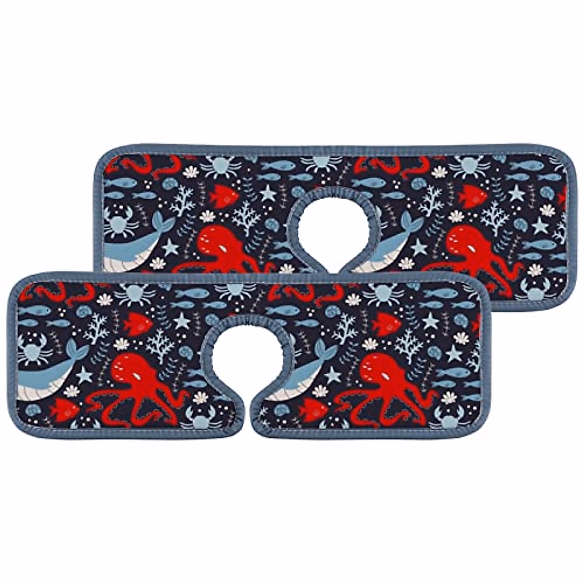 Kitchen Faucet Absorbent Mat 2 Pieces Cute Octopus Fish Crab Faucet Sink Splash Guard Bathroom Counter and RV,Faucet Counter Sink Water Stains Preventer