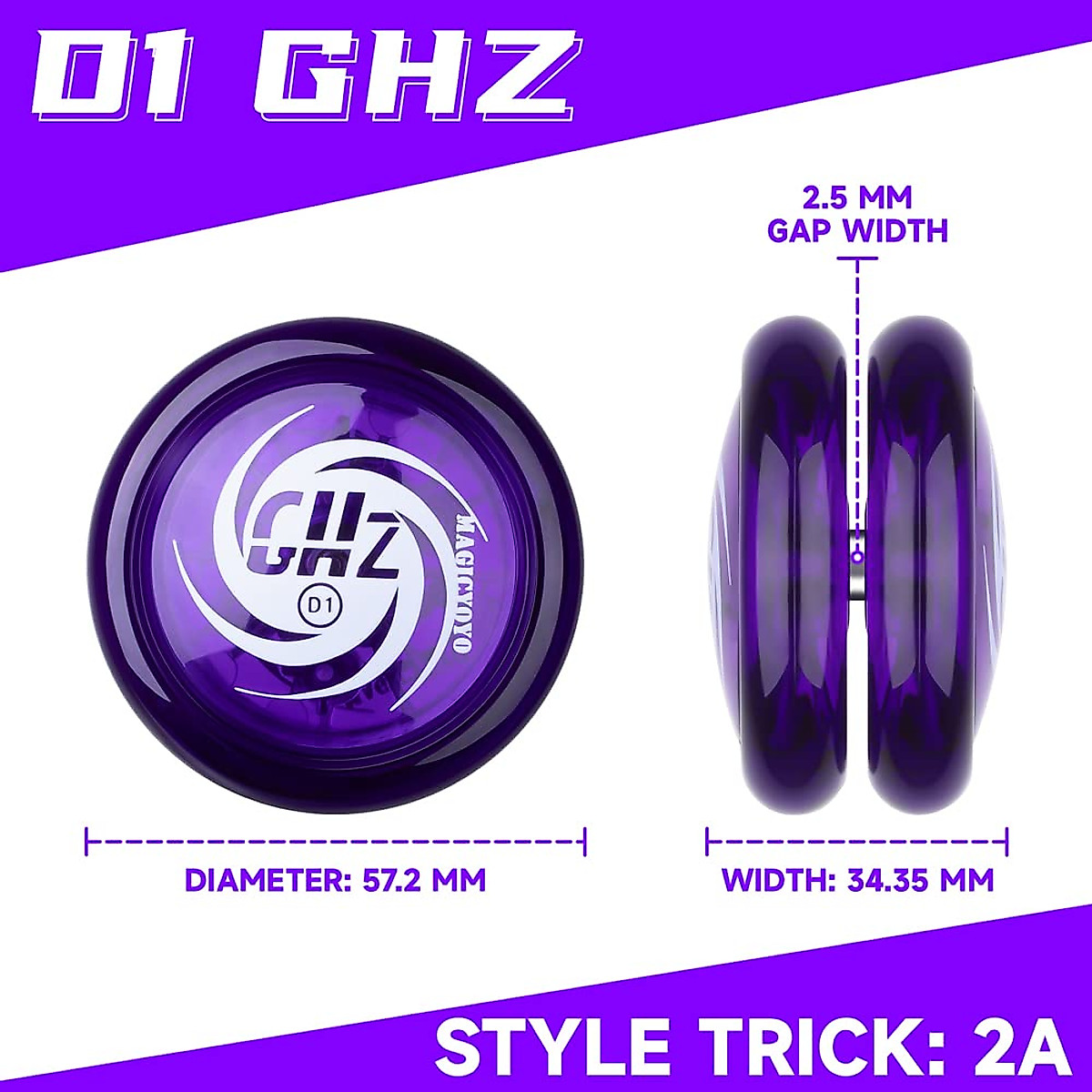 MAGICYOYO Looping GHZ Responsive Yoyo for Kids, 2A Starter Yoyo for Beginner, Easy to Play Basic String Tricks, with 6 Replacement Strings, Yo-Yo Glove, Bag (Purple)