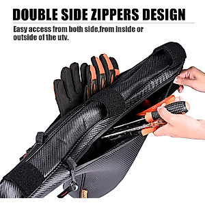Hutexico 2 Pack for Kawasaki Teryx KRX 1000 UTV Roll Bar Triangle Storage Bag, Double Zipper Side by Side Bags Roll Bar Gear Bag, Compatible 2020-2024 Models (Black x2)
