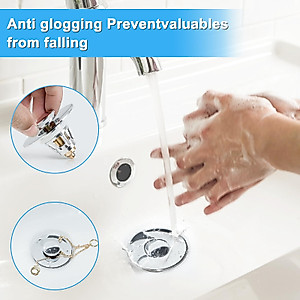 2-in-1 Bathroom Sink Stopper，pop up Sink Drain Stopper，Sink Drain Strainer and Pop-Up Stopper - Hair Catcher and Clog Remover for Bathroom Sinks and Bathtubs,2-Pack