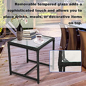 Wicker Patio Furniture Sets 3 Piece Outdoor Bistro Set Rocking Chair Patio Set Rattan Chair Conversation Sets for Backyard Porch Poolside with Coffee Table,Black