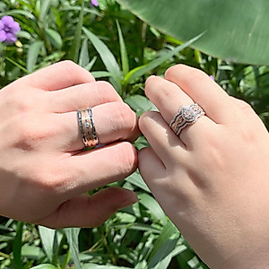 Newshe Jewellery Wedding Rings Set for Him and Her AAAAA Cz Women Mens Tungsten Bands 925 Sterling Silver Rose Gold 11&7